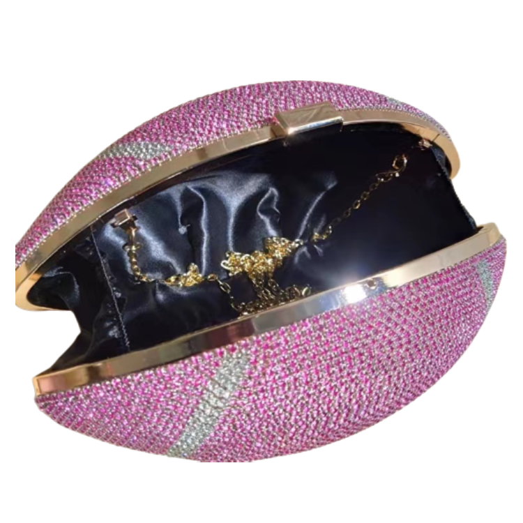 Football Shape Diamond Chain Crossbody Clutch Bag - Homey Décor